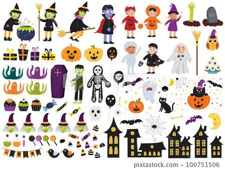 Halloween elements set. Big collection with... - Stock Illustration ...