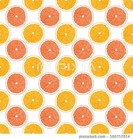 Hand drawn watercolor orange grapefruit slices... - Stock Illustration [100757814] - PIXTA