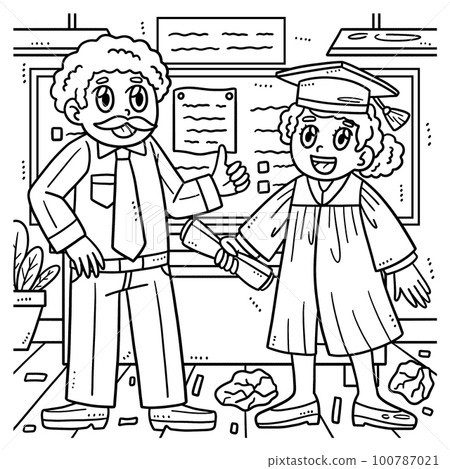 Graduation Boy Clip Art Coloring Page Free Printable Graduation
