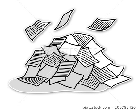 A mountain of fluttering papers and documents... - Stock Illustration ...