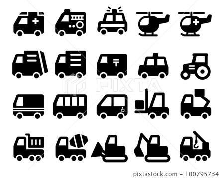 Working vehicle icon set_black solid - Stock Illustration [100795734 ...