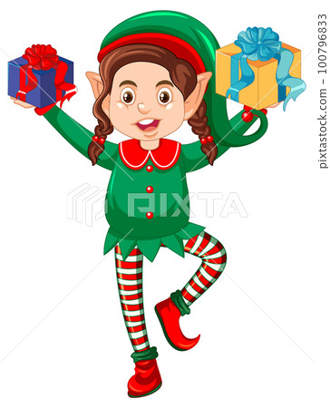 Cute kid wearing elf costume cartoon - Stock Illustration [100796833 ...
