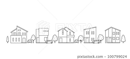 Simple cityscape line drawing illustration - Stock Illustration ...