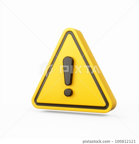 3D Rendering Yellow Warning Sign with... - Stock Illustration ...
