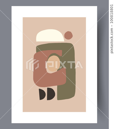 Abstract shapes pastel boho wall art print-插圖素材 [100818801] - PIXTA圖庫