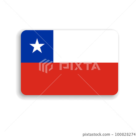 Chile flag - flat vector rectangle with rounded... - Stock Illustration ...