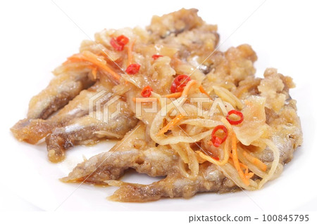 Nanban-zuke Shishamo fish dish bright background - Stock Photo ...