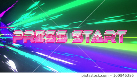 Image of press start text on multi coloured... - Stock Illustration ...
