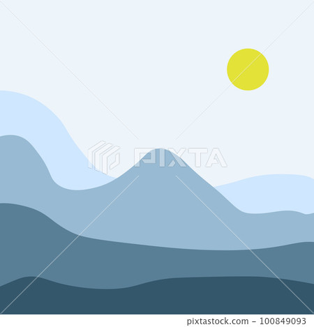 Mountains and sun, vector.-插圖素材 [100849093] - PIXTA圖庫