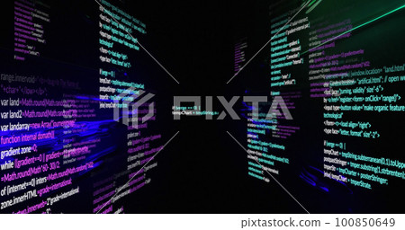 Image of light trails and data processing - Stock Illustration ...