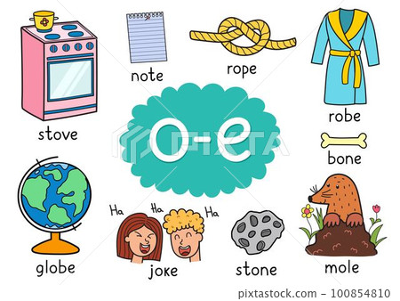 O-e digraph spelling rule educational poster... - Stock Illustration [100854810] - PIXTA