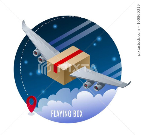 Flying box, air delivery, parcel package flying...-插圖素材 [100860319 ...