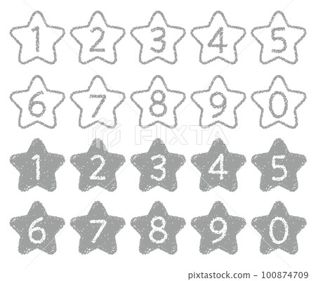 Hand-drawn crayon material star-shaped number... - Stock Illustration ...