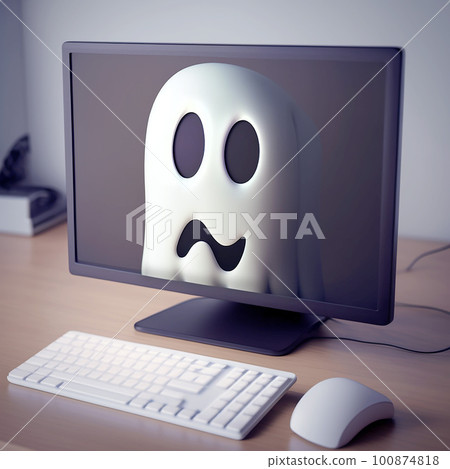 A cute and simple white ghost face that appears... - Stock Illustration ...