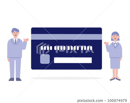 Illustration of men and women who guide credit... - Stock Illustration [100874979] - PIXTA