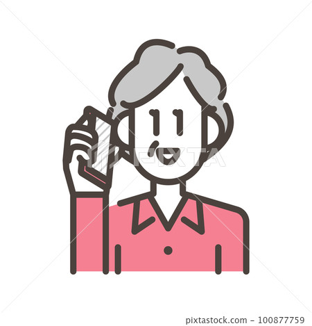 Senior woman calling with a smile on her... - Stock Illustration ...