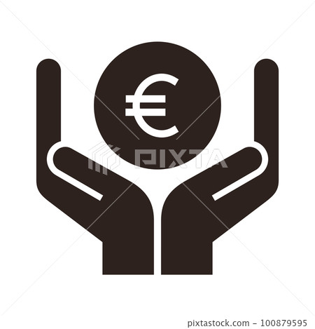 Hands and euro coin. Save money icon - Stock Illustration [100879595 ...