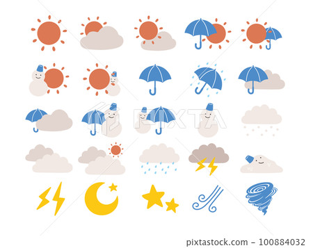 Simple and cute weather mark illustration set - Stock Illustration ...