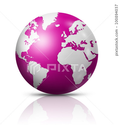 Pink earth globe isolated on white background - Stock Illustration ...