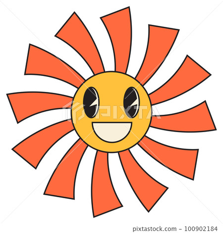 Groovy sun cartoon characters. Funny happy sun... - Stock Illustration ...