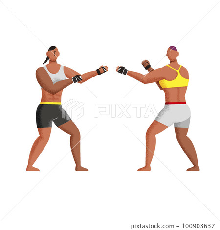 Mixed martial arts MMA Illustration of a woman... - Stock Illustration ...