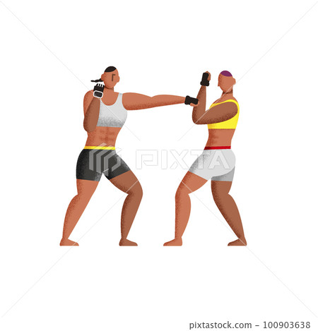 Mixed martial arts MMA illustration of a woman... - Stock Illustration ...