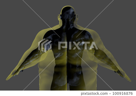 3D render. Athletic man inside an obese body on... - Stock Illustration ...