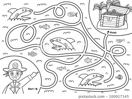 Black and white maze game for kids. Help the... - Stock Illustration ...