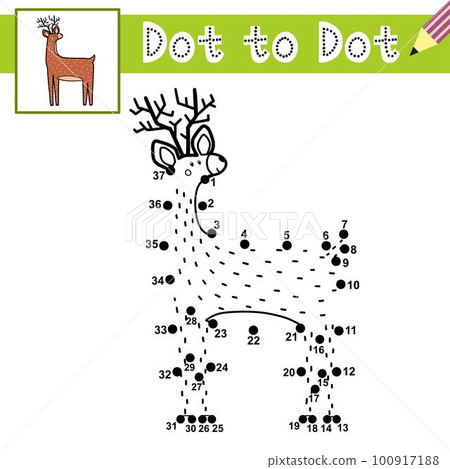 Connect the dots and draw a cute deer. Dot to... - Stock Illustration ...