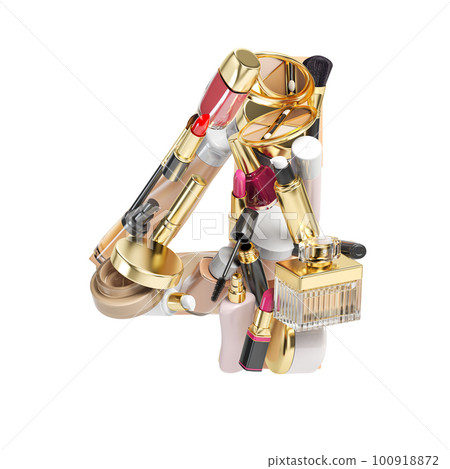 Number 4 four. Alphabet from cosmetics, make up... - Stock Illustration ...