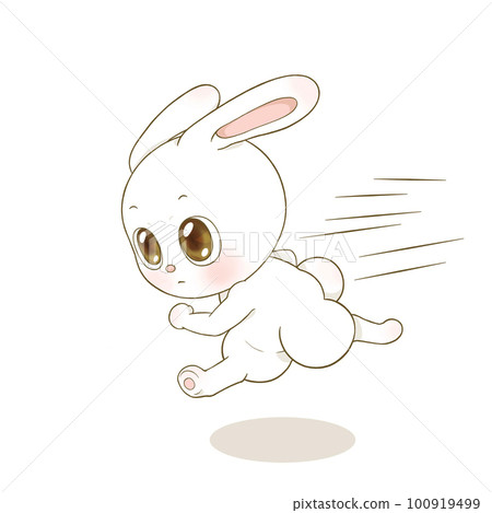 Illustration of a cute rabbit running - Stock Illustration [100919499 ...