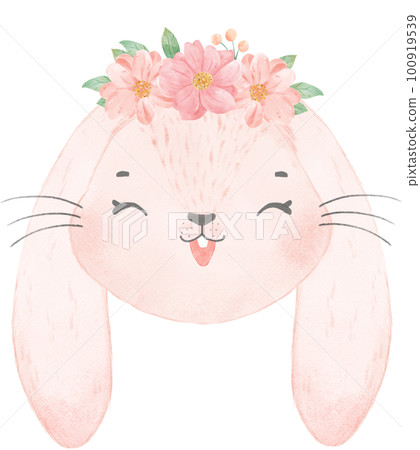 cute adorable whimsical baby pink bunny rabbit... - Stock Illustration ...