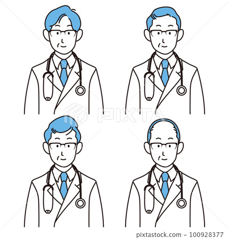 Male doctor line drawing illustration set - Stock Illustration ...