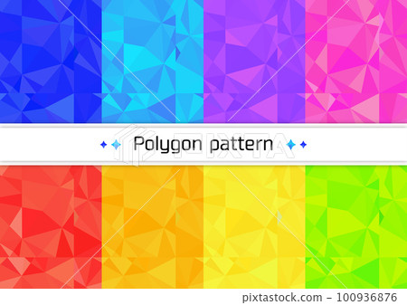 Set of colorful polygon patterns background... - Stock Illustration ...