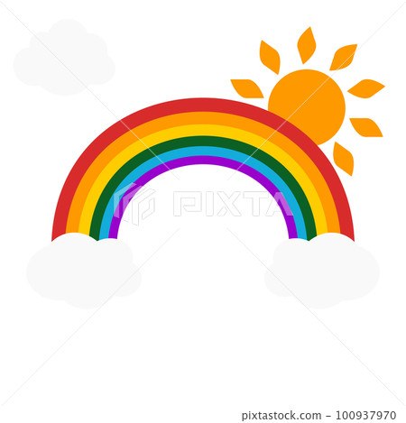 Flat vector illustration of rainbow in 6 colors - Stock Illustration ...
