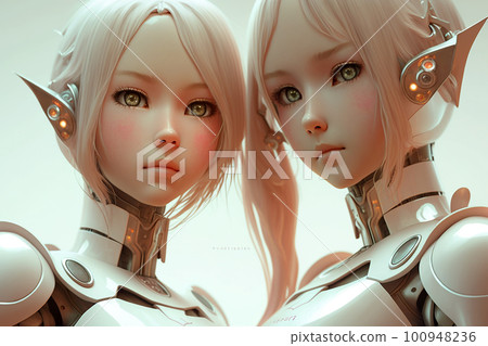 Two-body android/humanoid robot AI drawing... - Stock Illustration ...