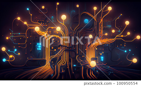 Near-future electronic circuits, networks,... - Stock Illustration ...