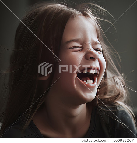 Beautiful girl laughing. Illustration AI...-插圖素材 [100955267] - PIXTA圖庫