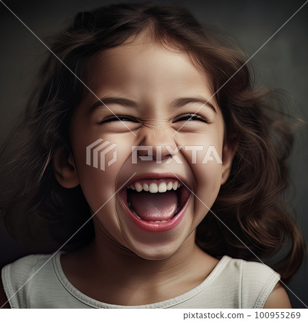 Beautiful girl laughing. Illustration AI... - Stock Illustration ...