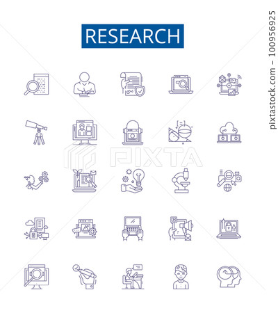 Research line icons signs set. Design... - Stock Illustration ...