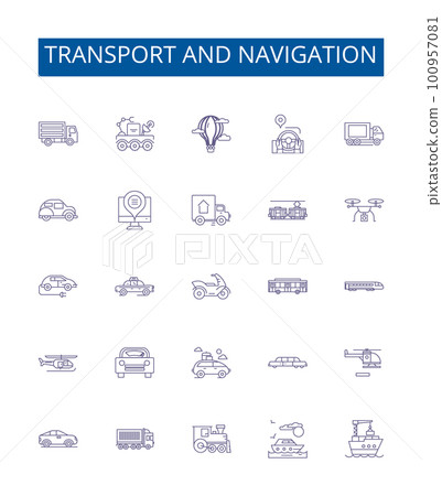 Transport and navigation line icons signs set.... - Stock Illustration ...