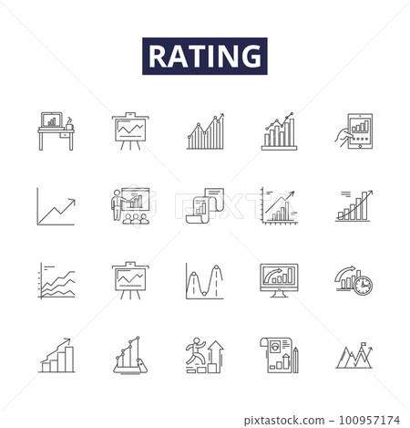 Rating line vector icons and signs. Evaluating,...-插圖素材 [100957174 ...