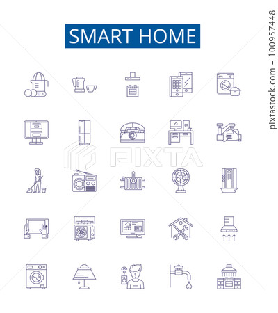 Smart home line icons signs set. Design... - Stock Illustration ...