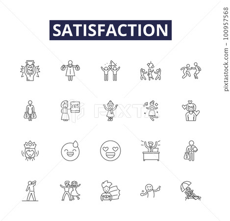 Satisfaction line vector icons and signs.... - Stock Illustration ...