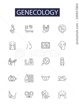 Genecology line vector icons and signs. Genes,... - Stock Illustration ...
