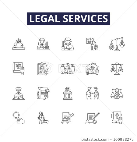 Legal services line vector icons and signs.... - Stock Illustration ...