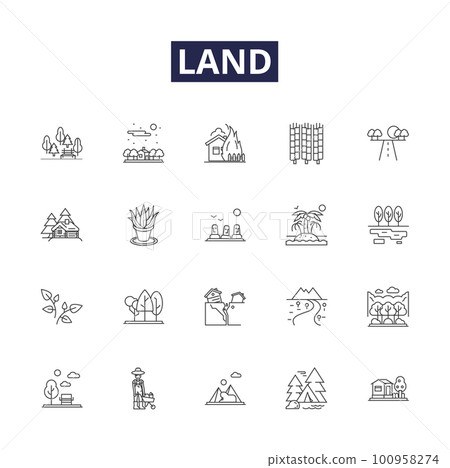 Land line vector icons and signs. ground, soil,... - Stock Illustration ...