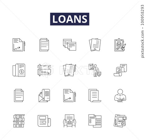 Loans line vector icons and signs. Loans,... - Stock Illustration ...