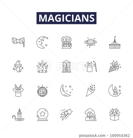 Magicians line vector icons and signs....-插圖素材 [100958362] - PIXTA圖庫