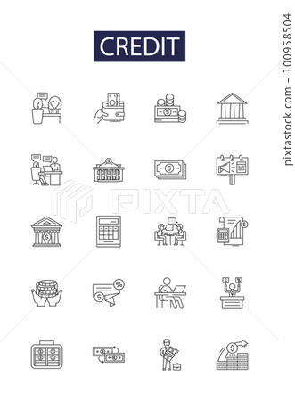 Credit line vector icons and signs. Loan, Card,... - Stock Illustration ...